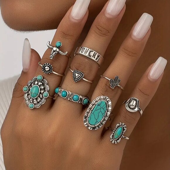 Jewelry | New 1ct Western Style Rings Turquoise Vintage Style Jewelry ...